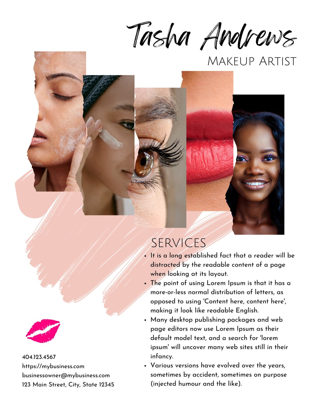 Business Flyer Template for Makeup Artists, Promotion Flyer for Stylist ...