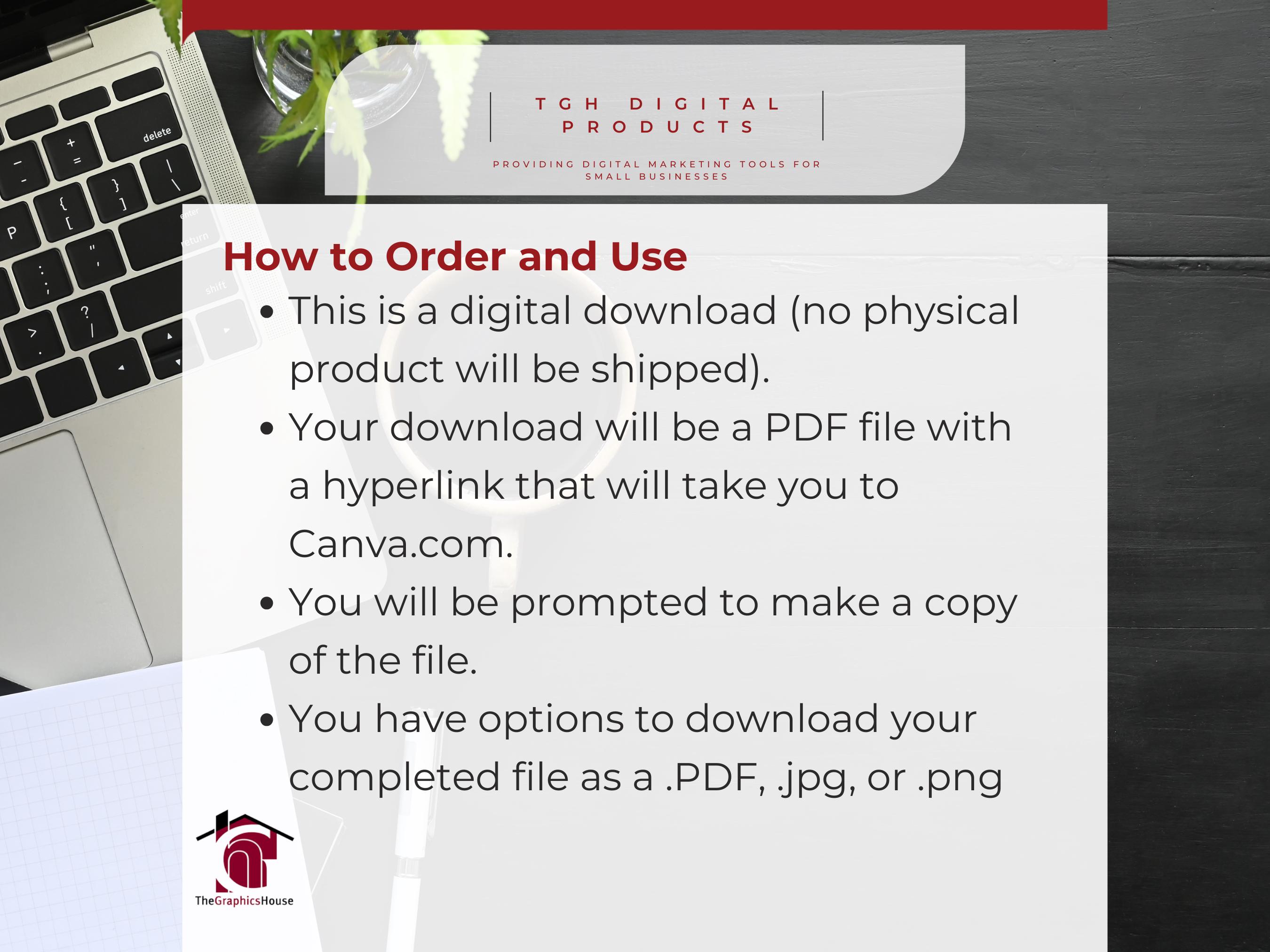 Editable Size Chart Five Different Layouts Instant Download Digital ...