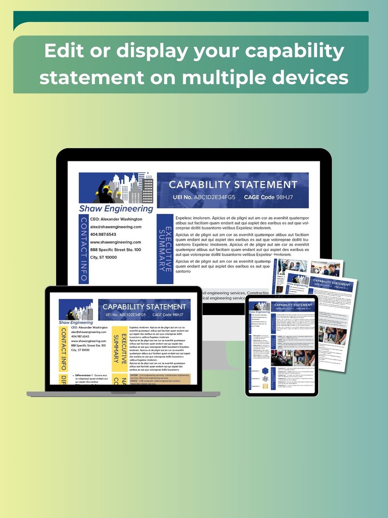 Government Capability Statement Template: Customizable Canva Design - Etsy