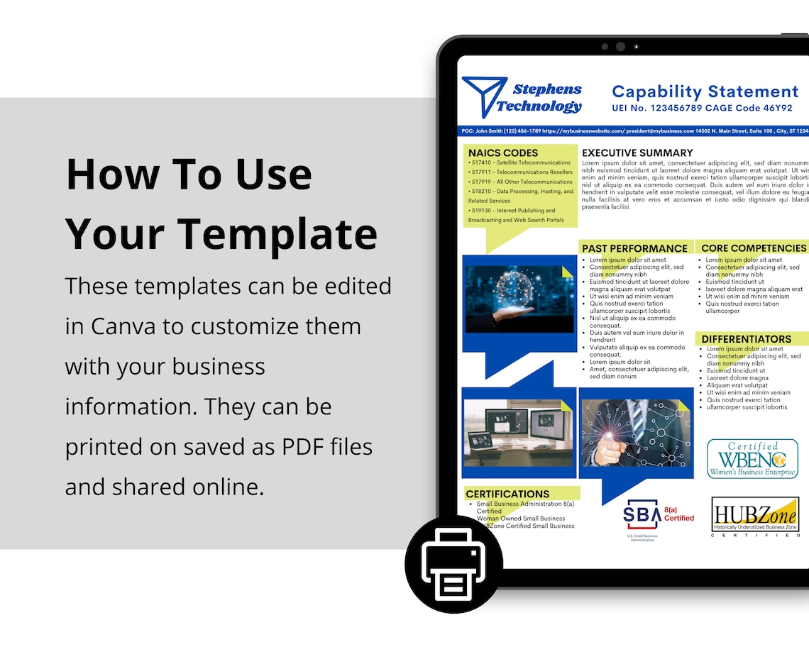 Technology Capability Statement Template: Government Marketing (canva ...