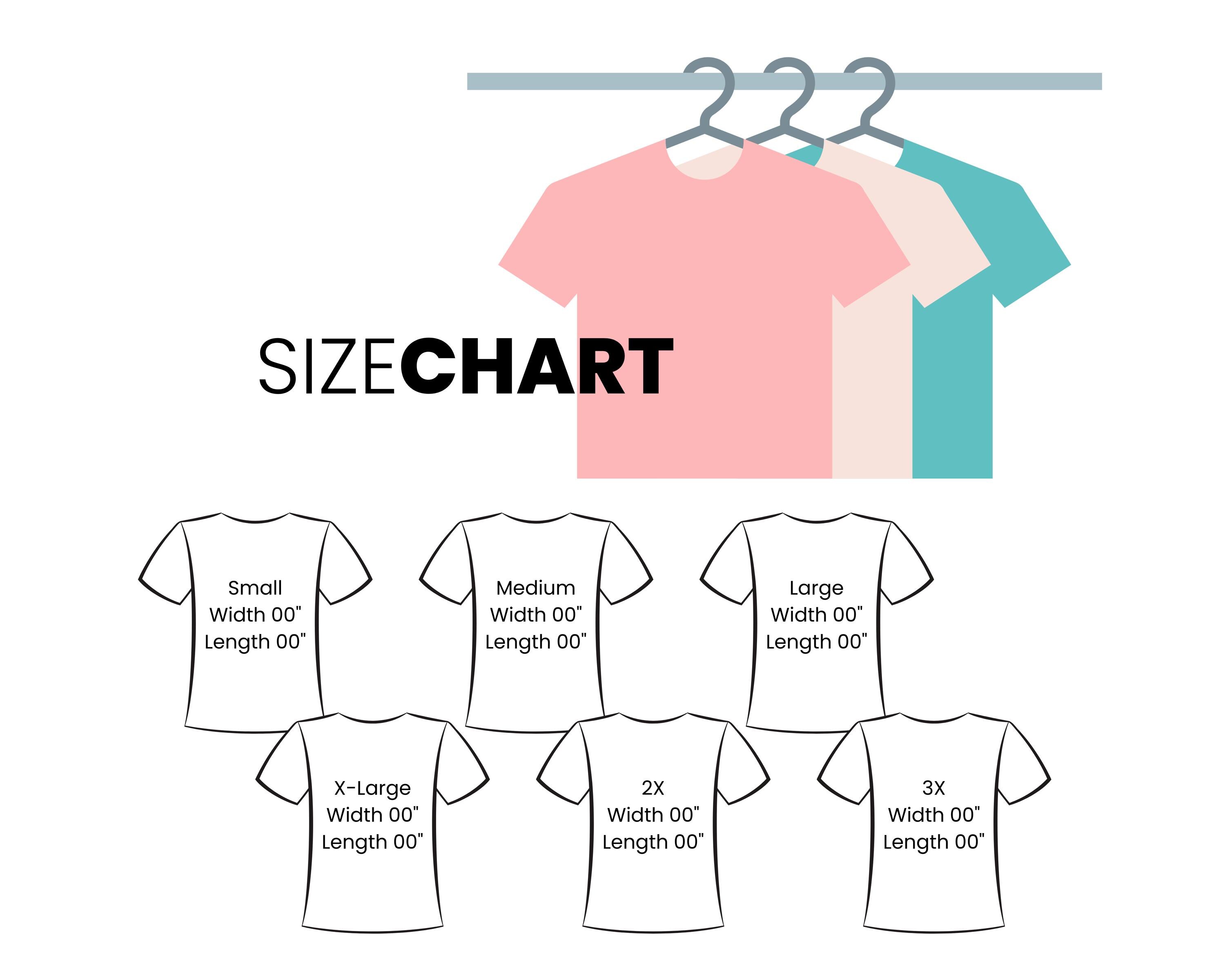 Editable Size Chart Five Different Layouts Instant Download Digital ...