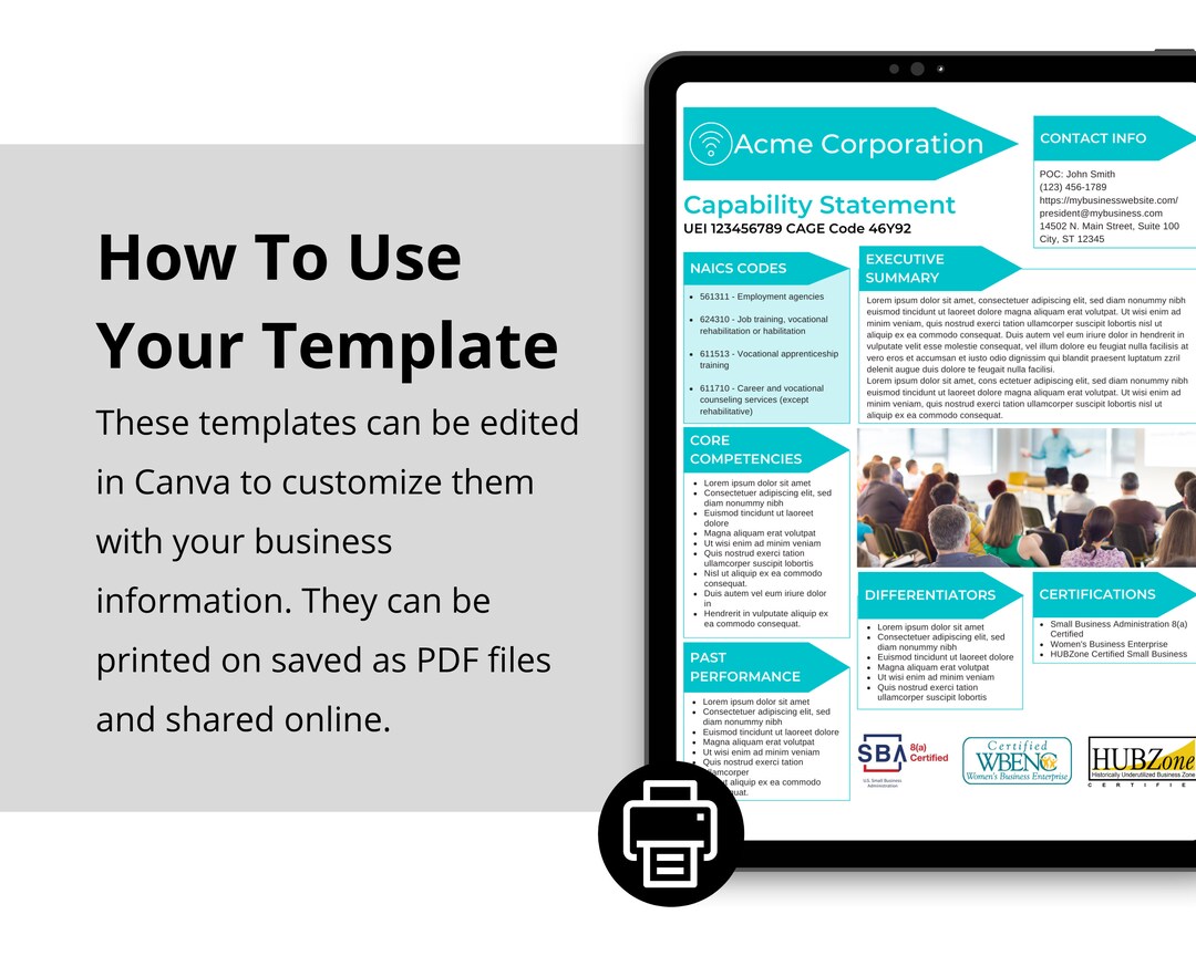 Capability Brochure Template Editable in Canva, Government Marketing ...