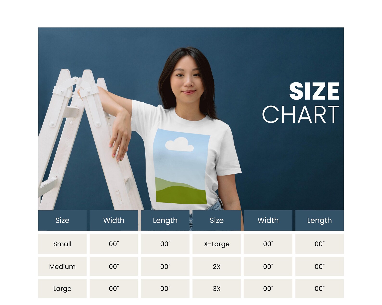 Editable Size Chart Five Different Layouts Instant Download Digital ...