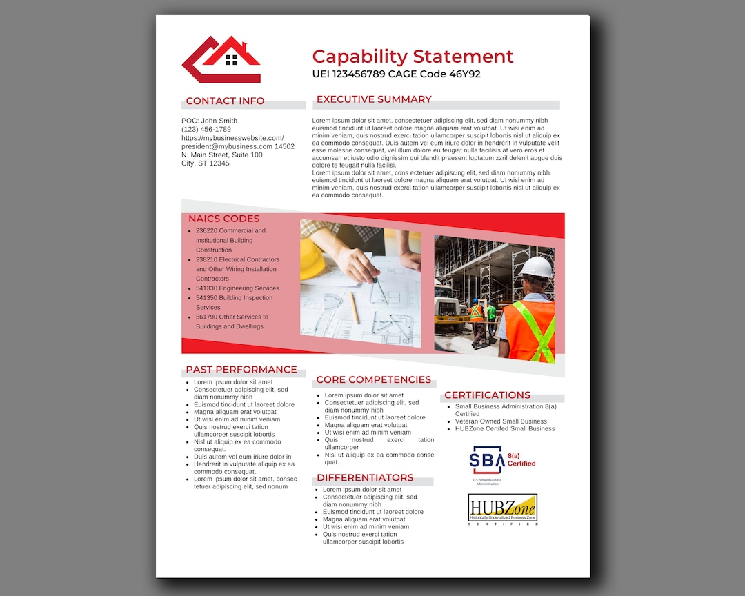 Capability Business Template for Entrepreneurs, Construction Companies ...