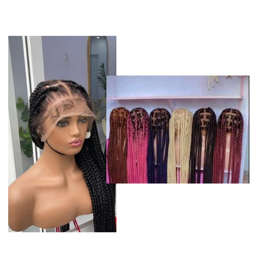 Medium Knotless Box Braids Braided Wig Full Lace Wig For Etsy