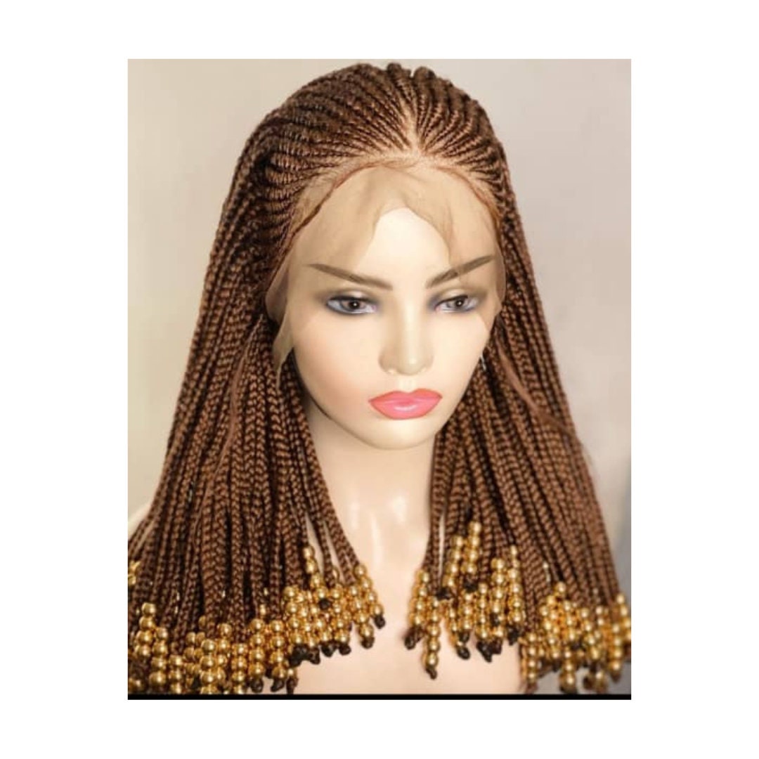 Braid Wig, Fulani Cornrows With Beads , Frontal Lace, Ghana Weave ...