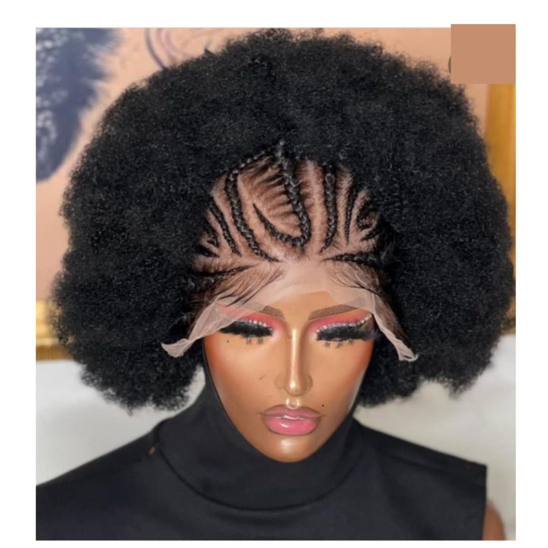 Anike Afro-cornrow Braided Wig Braidswig Feedin Braidswig - Etsy