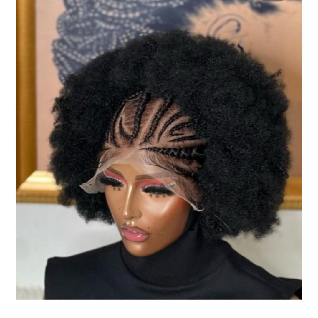 Anike Afro-cornrow, Braided Wig, Braidswig, Feedin Braids,wig for Black ...