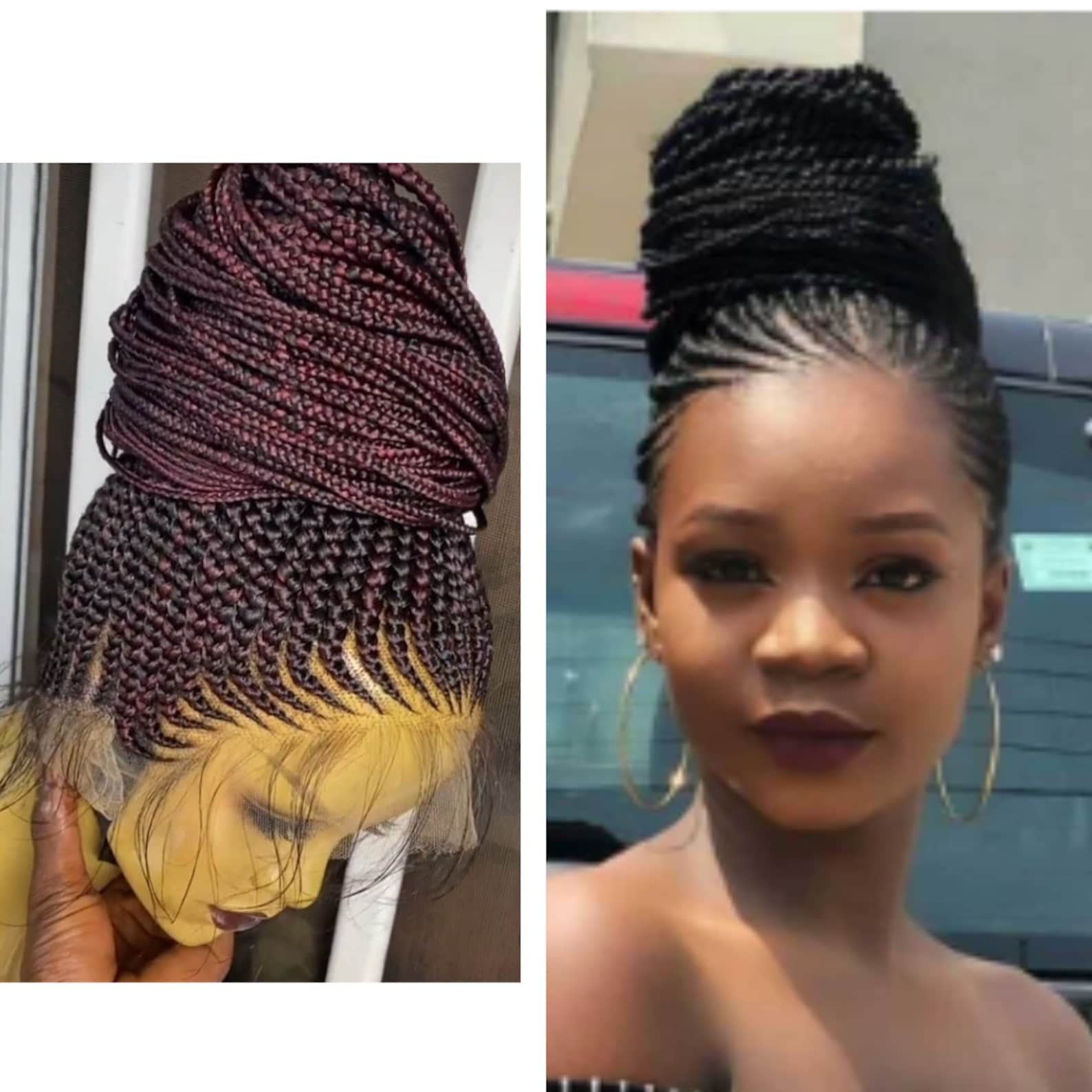 Shuku Braids, Braided Wig, Braids Wig, Cornrow Wig, Ghana Weave Wig ...