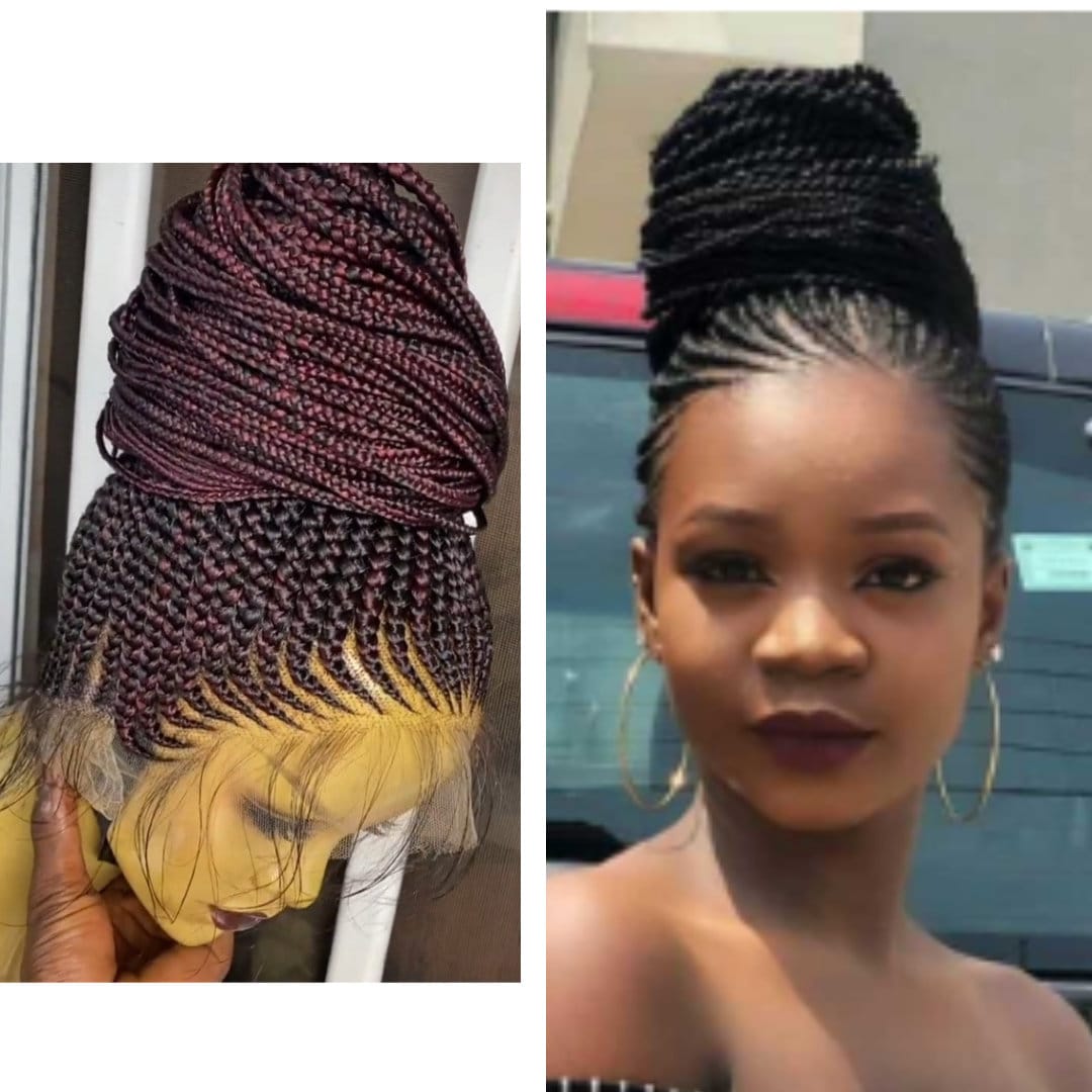 Shuku Braids, Braided Wig, Braids Wig, Cornrow Wig, Ghana Weave Wig ...