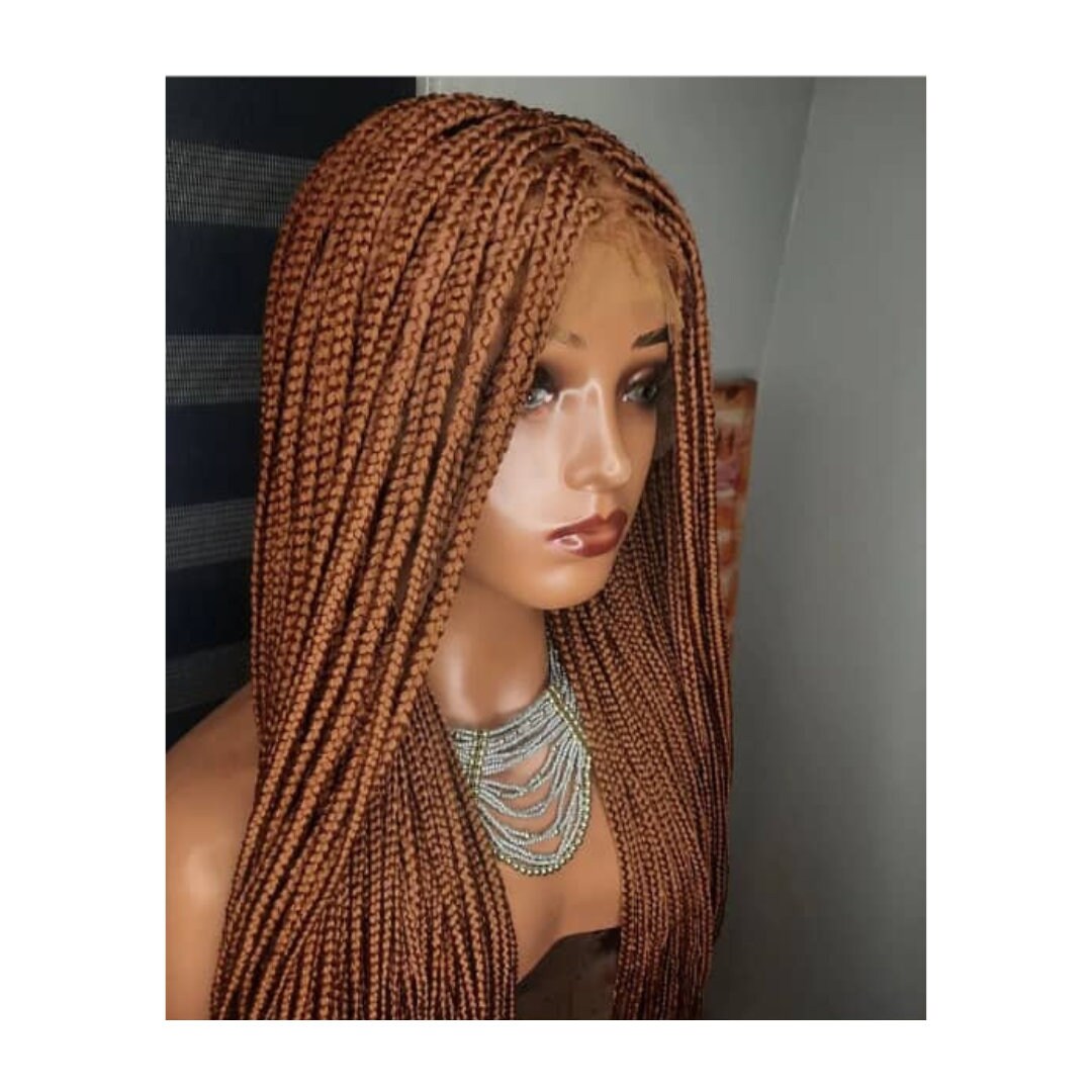 Braid Wig Medium Size Knotless Box Braids Frontal Braided - Etsy