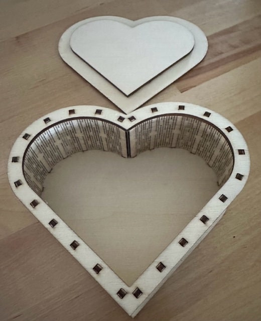 Wooden Heart Shaped Jewelry Box, Laser Cut Box , Wedding, Love ...