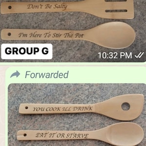 Engraved Bamboo Kitchen Utensil Set, Funny Sayings, Personalized Gift ...