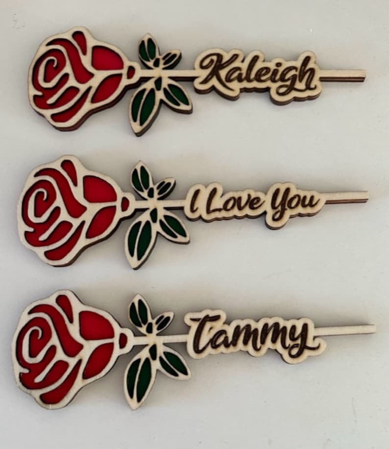Rose - Laser Cut Out, Wood Personalized Flower With Any Name, Love One ...