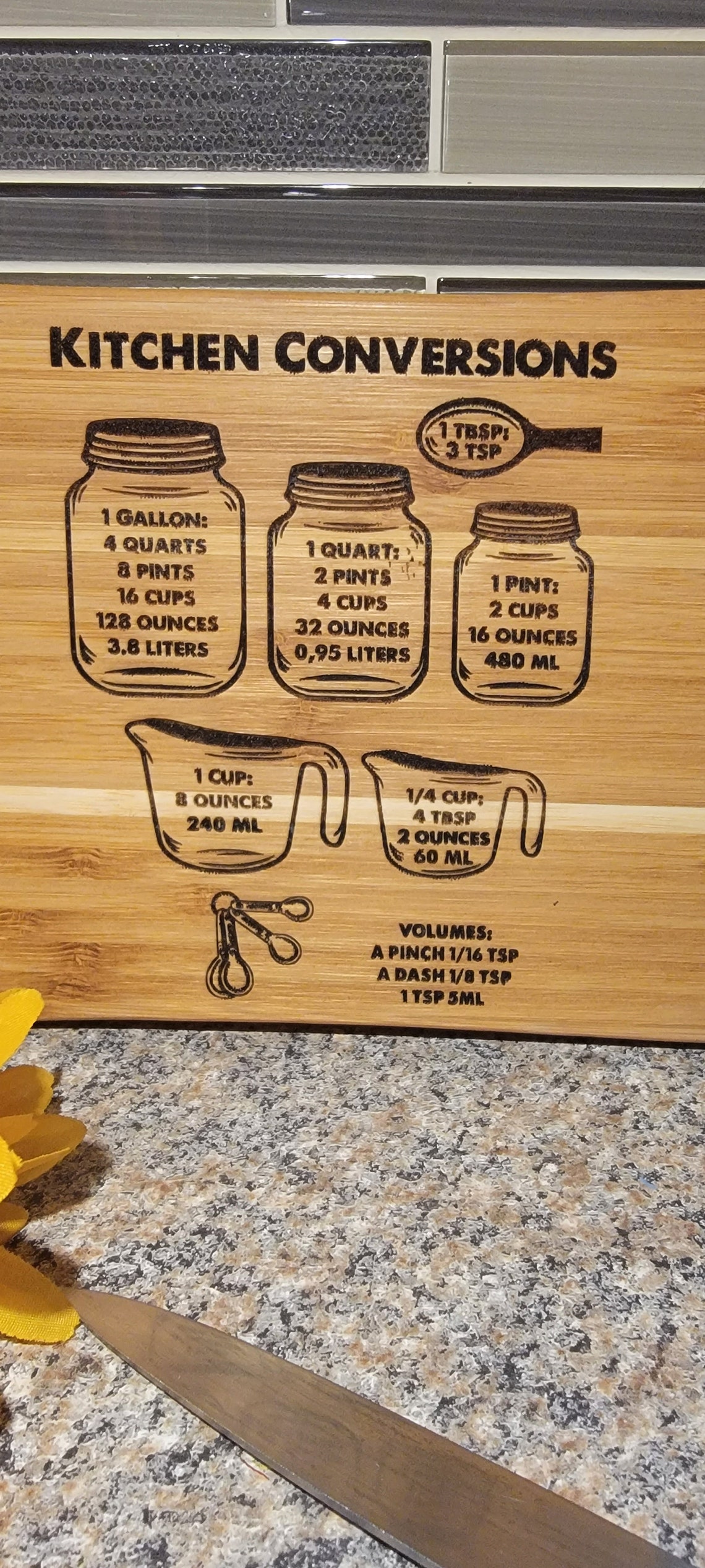 Personalized Kitchen Conversion Cutting Board – Laser Engraved Wood ...