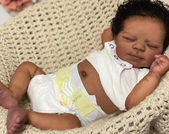 18 Inches Reborn Baby Dolls Full Vinyl Silicone Body African American ...