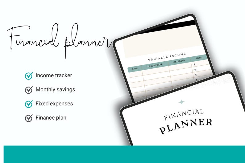 Financial Tracker Digital Printable Planner | Budget, Savings & Expense ...