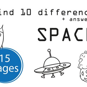 15 Spot the Difference Space Printable for Kids Creative - Etsy