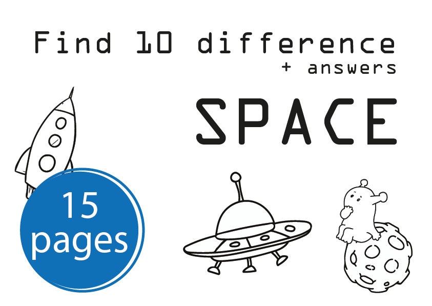 15 Spot the Difference Space Printable for Kids Creative - Etsy UK