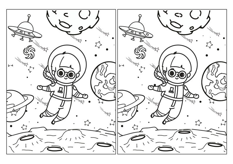 15 Spot the Difference Space Printable for Kids Creative - Etsy Australia