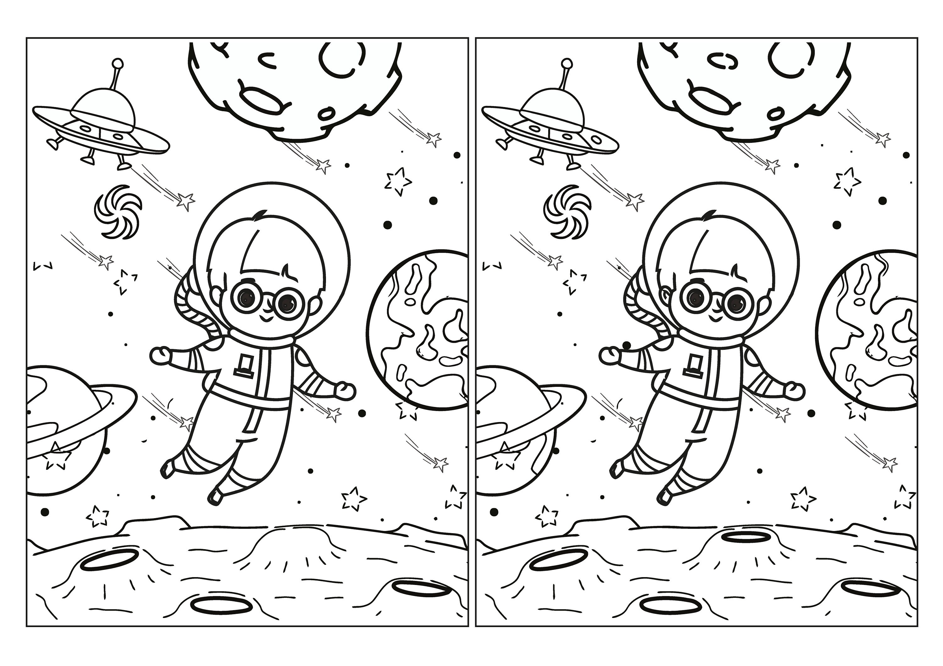 15 Spot the Difference Space Printable for Kids Creative - Etsy UK