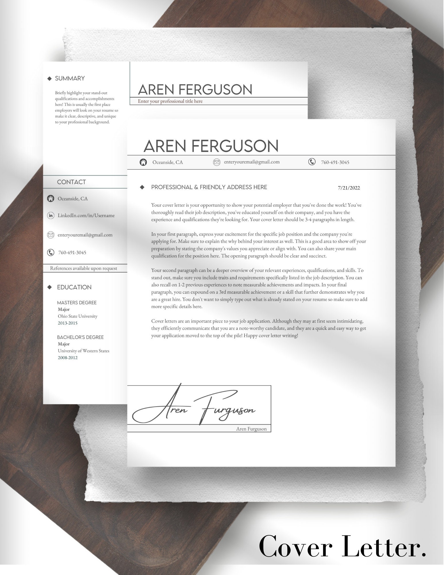 Modern, Trendy, Minimalist Resume Template - Etsy