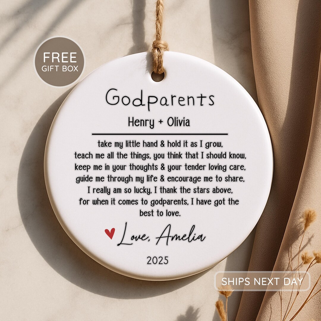 Godparents Ornament | Personalized Godparent Gift | Baptism or ...
