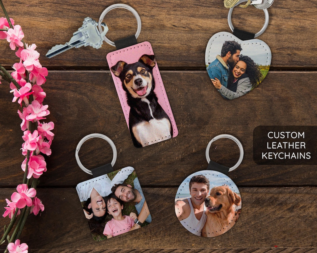 Personalized Photo Leather Keychain - Custom Keychain With Photo ...