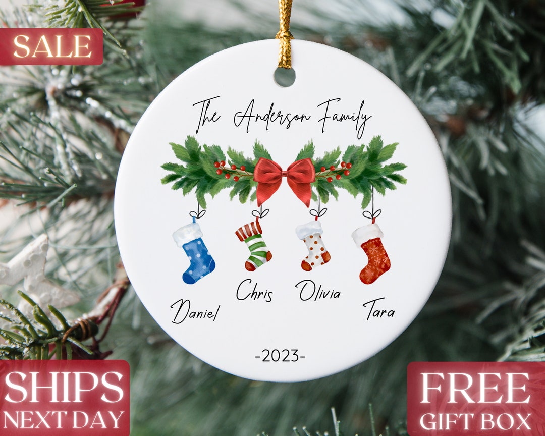 Personalized Family of 4 Ornament Custom Family Stocking - Etsy