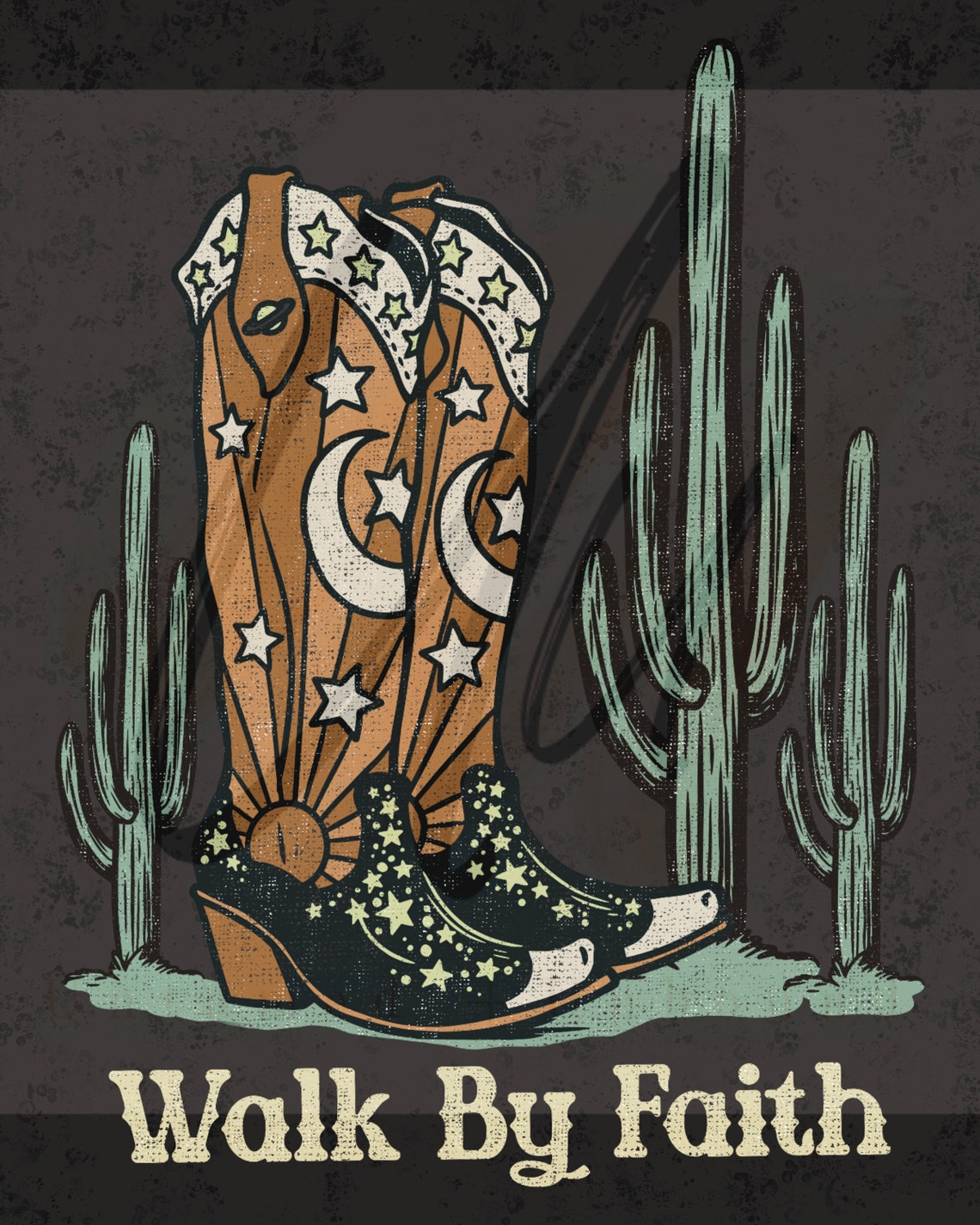Western Png Christian Tshirt Design Cowboy Boots Graphic Vintage Faith ...