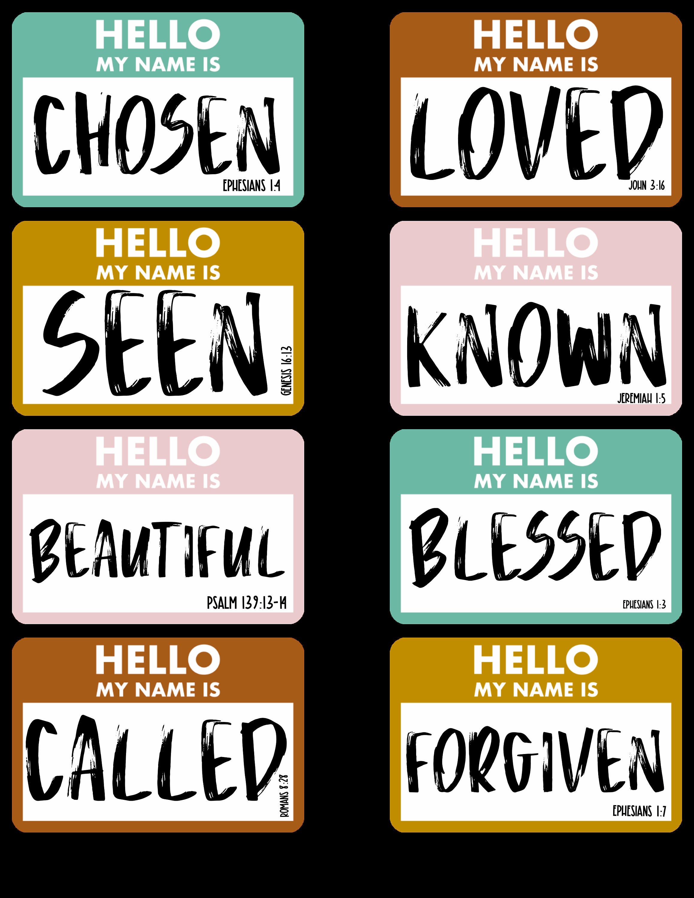 New Name Printable Stickers Bible Journaling Identity Bible Study ...