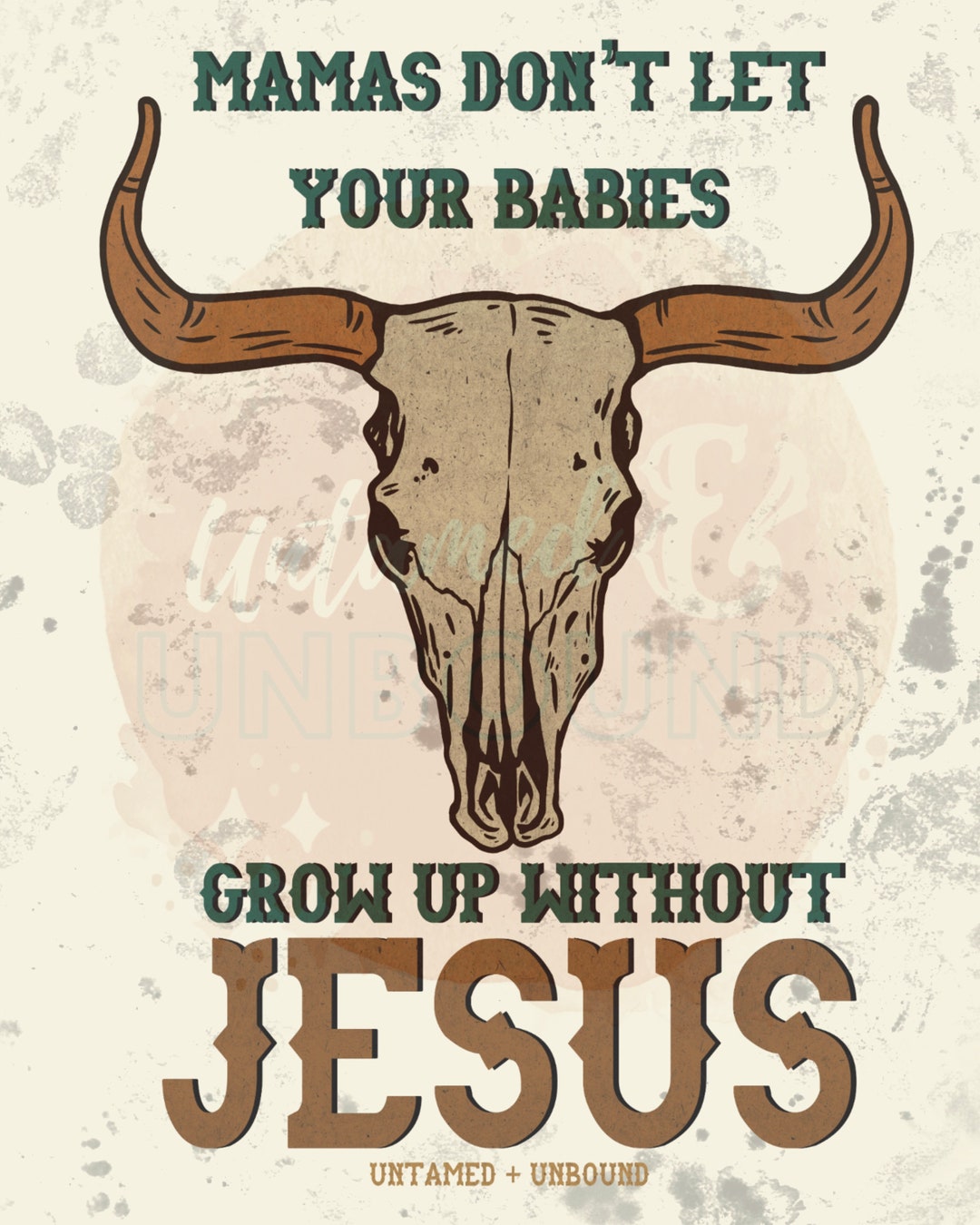 Western Christian Bull Skull PNG, Vintage Graphic Tee Design (digital ...