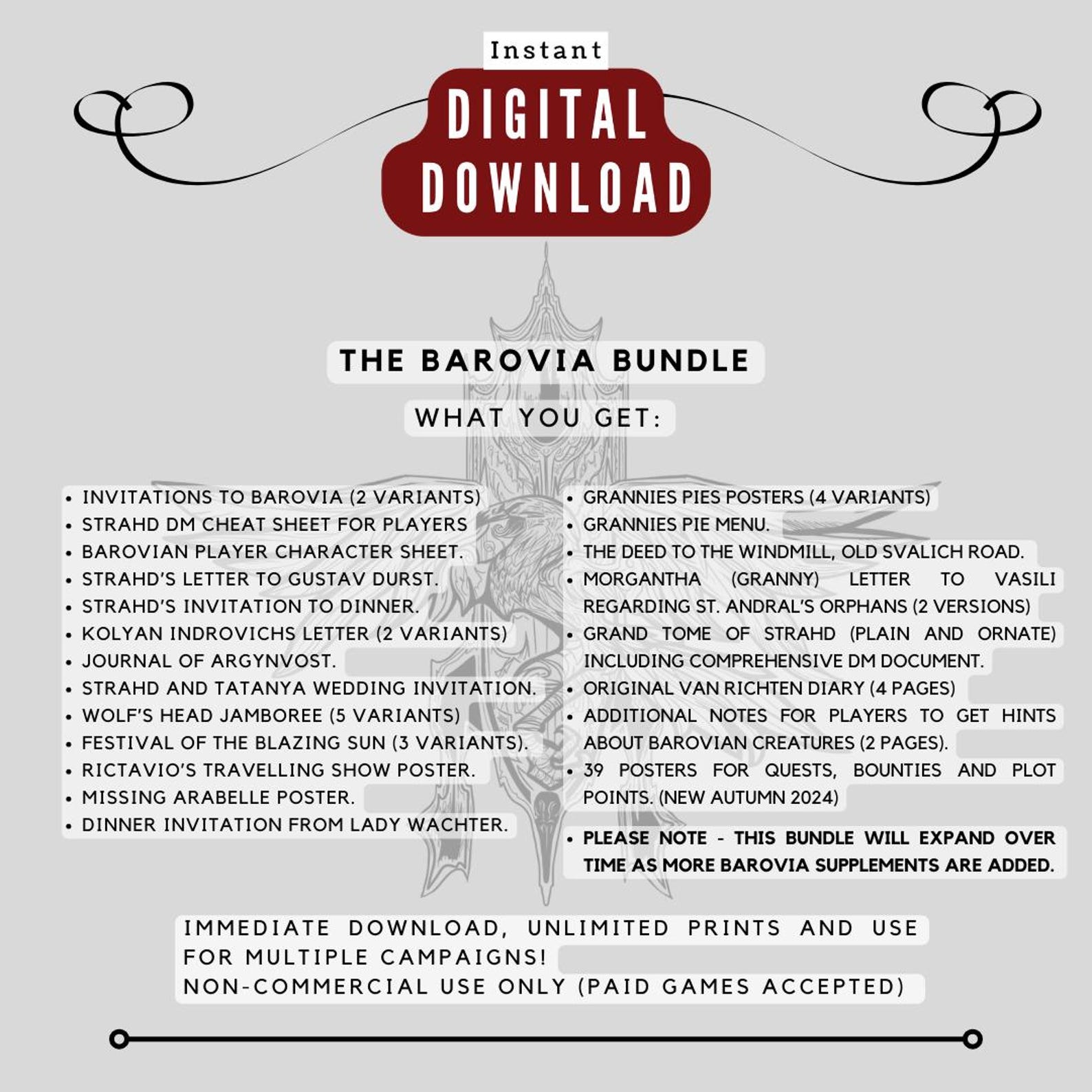 The GRAND Barovian Bundle, Curse of Strahd Custom Campaign D&D Handout ...