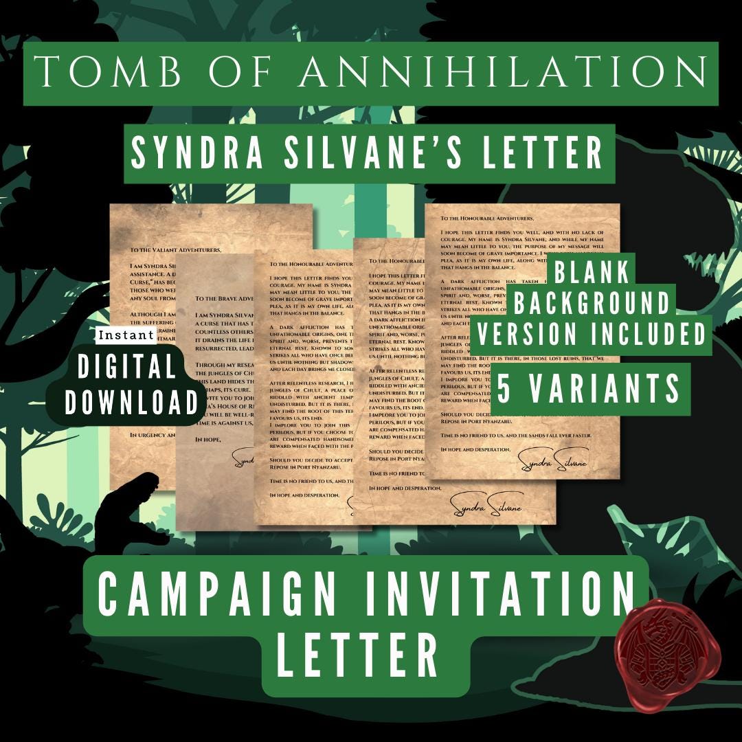 Syndra Silvane's Letter, the Tomb of Annihilation, Jungle of Chult ...