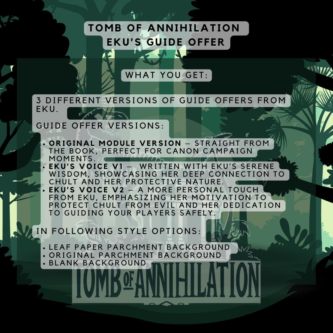 Eku's NPC Guide Offer, the Tomb of Annihilation, Jungle of Chult ...