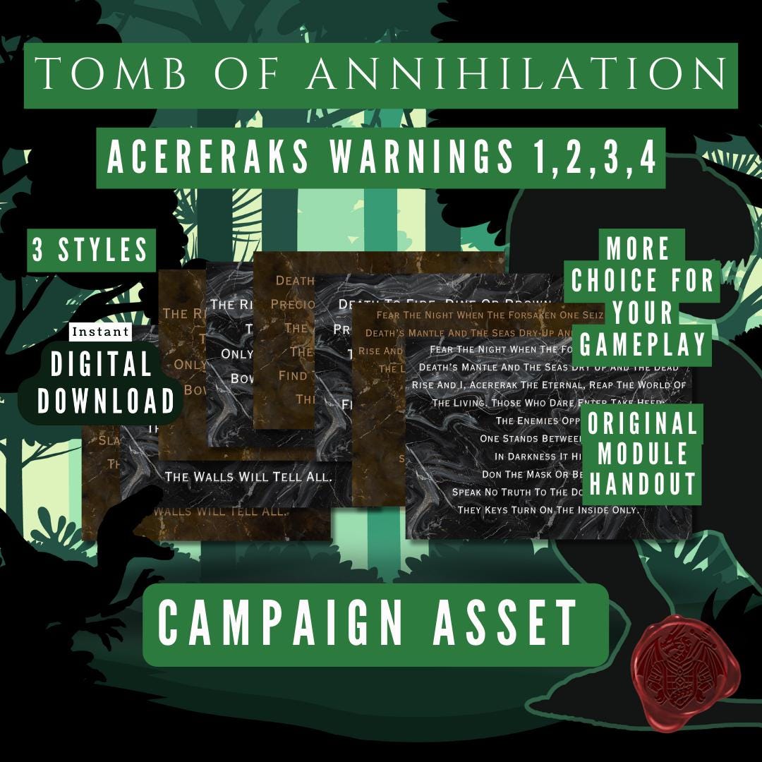 Acererak's Warnings, the Tomb of Annihilation, Chult Jungle Campaign ...