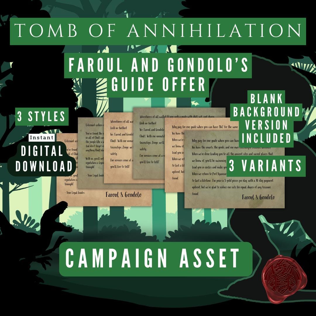 Faroul and Gondolo's Guide Offer, the Tomb of Annihilation, Chult ...