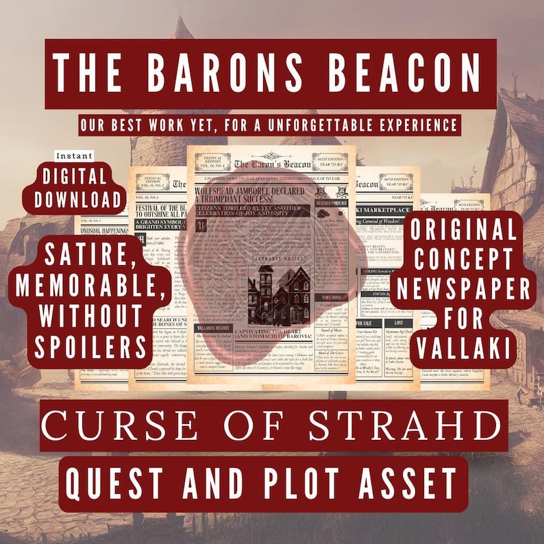 Barons Vallaki Newspaper, Curse of Strahd Custom Campaign Handout and ...