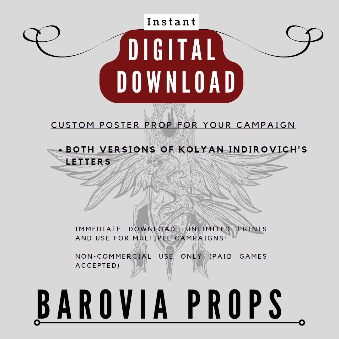 Curse of Strahd Custom Campaign Poster Letter Hand Out for Dungeon Masters, Instant Download ...