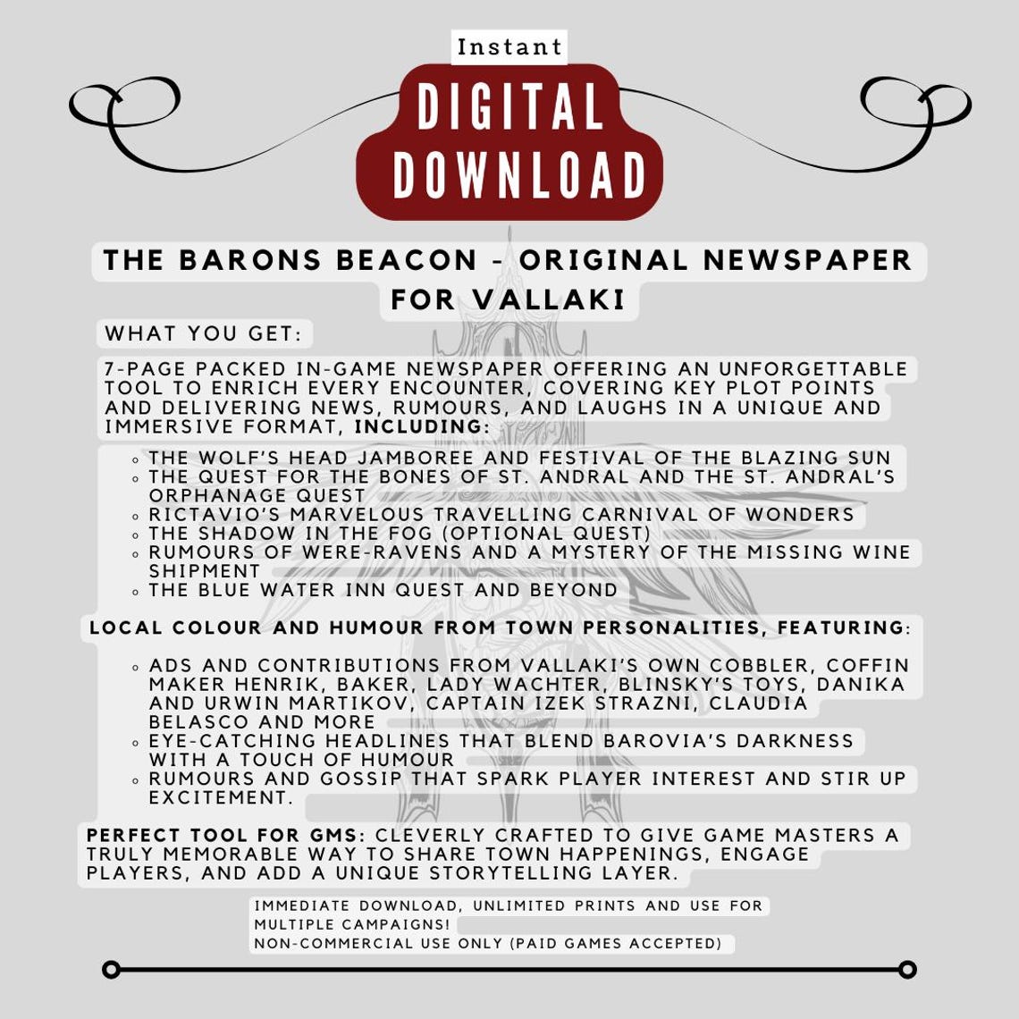 Barons Vallaki Newspaper, Curse of Strahd Custom Campaign Handout and ...