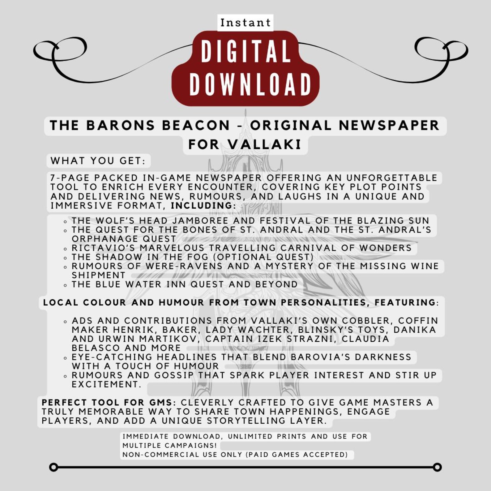 Barons Vallaki Newspaper, Curse of Strahd Custom Campaign Handout and ...