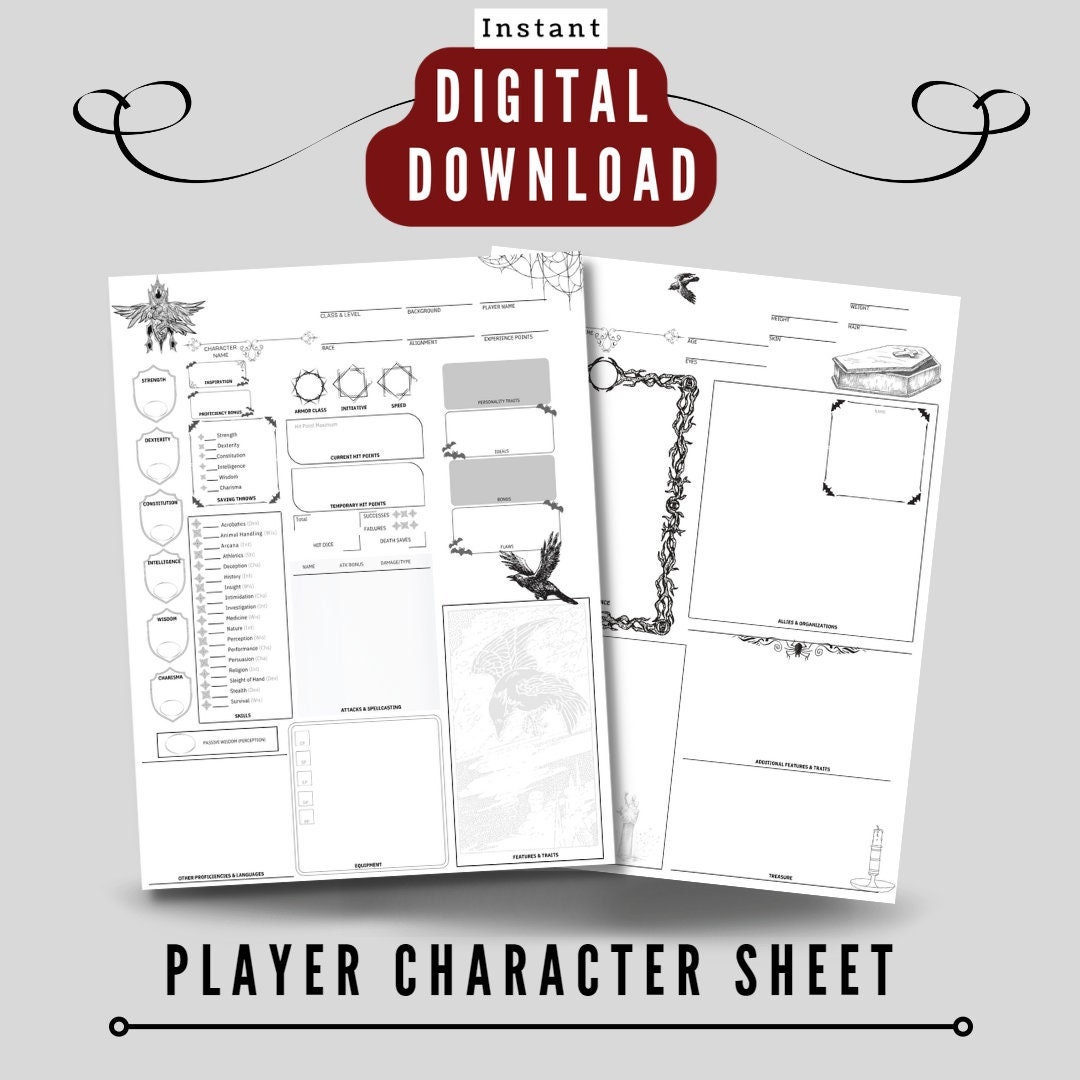 Curse of Strahd Custom Campaign Player Character Sheet for - Etsy