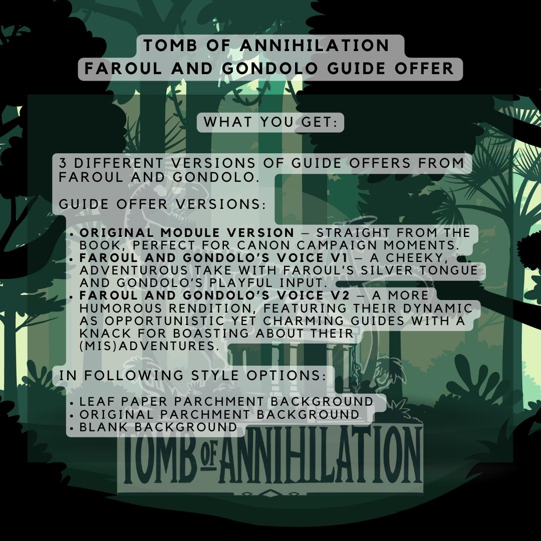 Faroul and Gondolo's Guide Offer, the Tomb of Annihilation, Chult ...