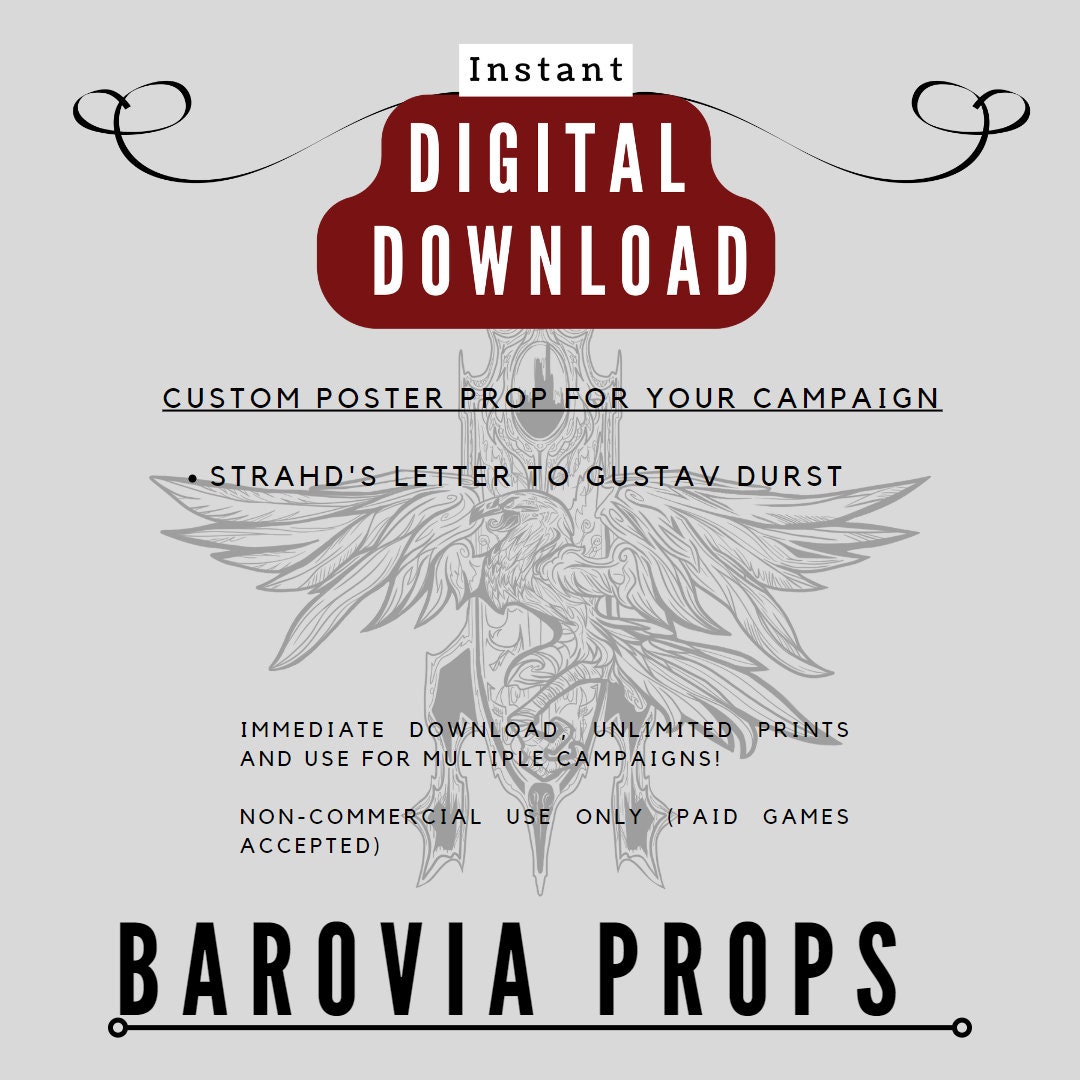 Curse of Strahd Custom Campaign Letter Hand Out for Dungeon Masters ...