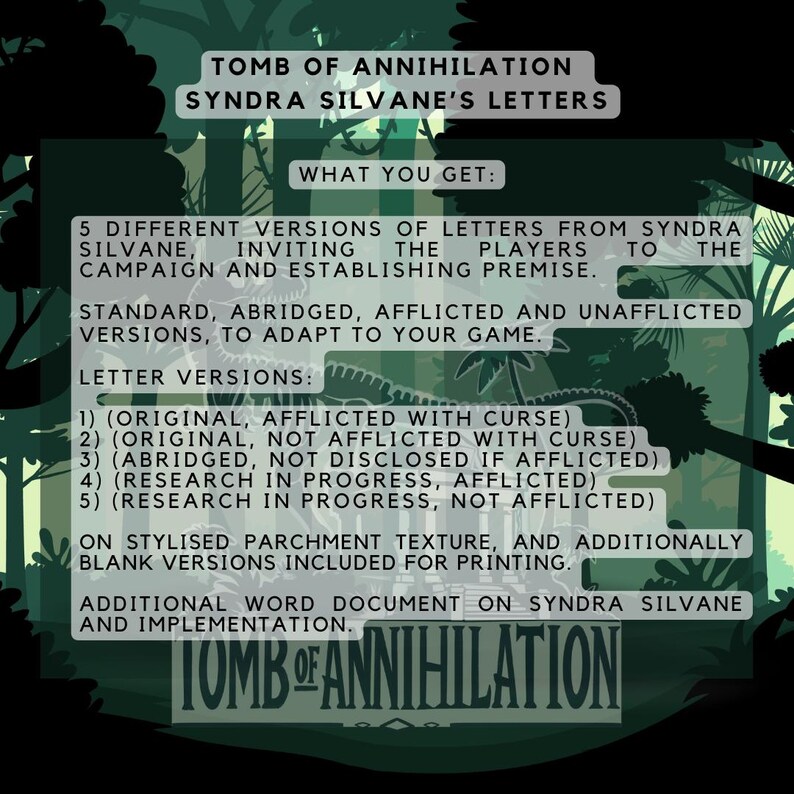Syndra Silvane's Letter, the Tomb of Annihilation, Jungle of Chult ...