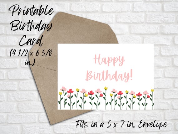 Digital Download Printable Birthday Card happy Birthday 4 - Etsy