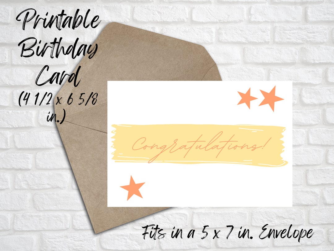 Digital Download Printable Congratulations Card (congratulations) (4 1/ ...