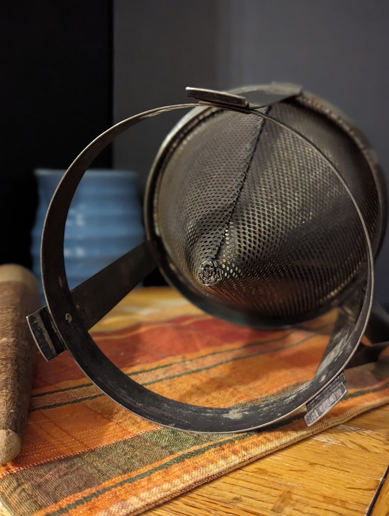 1940's Chinois Cone Strainer on Stand With Wood Pestle, Metal Cone ...