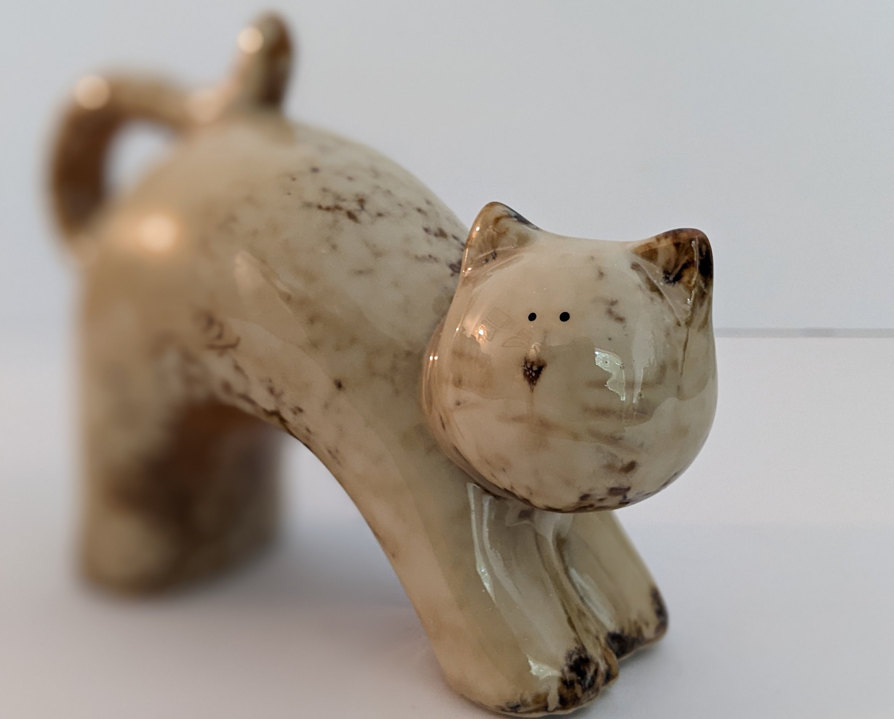 Vintage 1980s Studio Pottery Cat Figurine Glazed Pottery Whimsical Cat ...