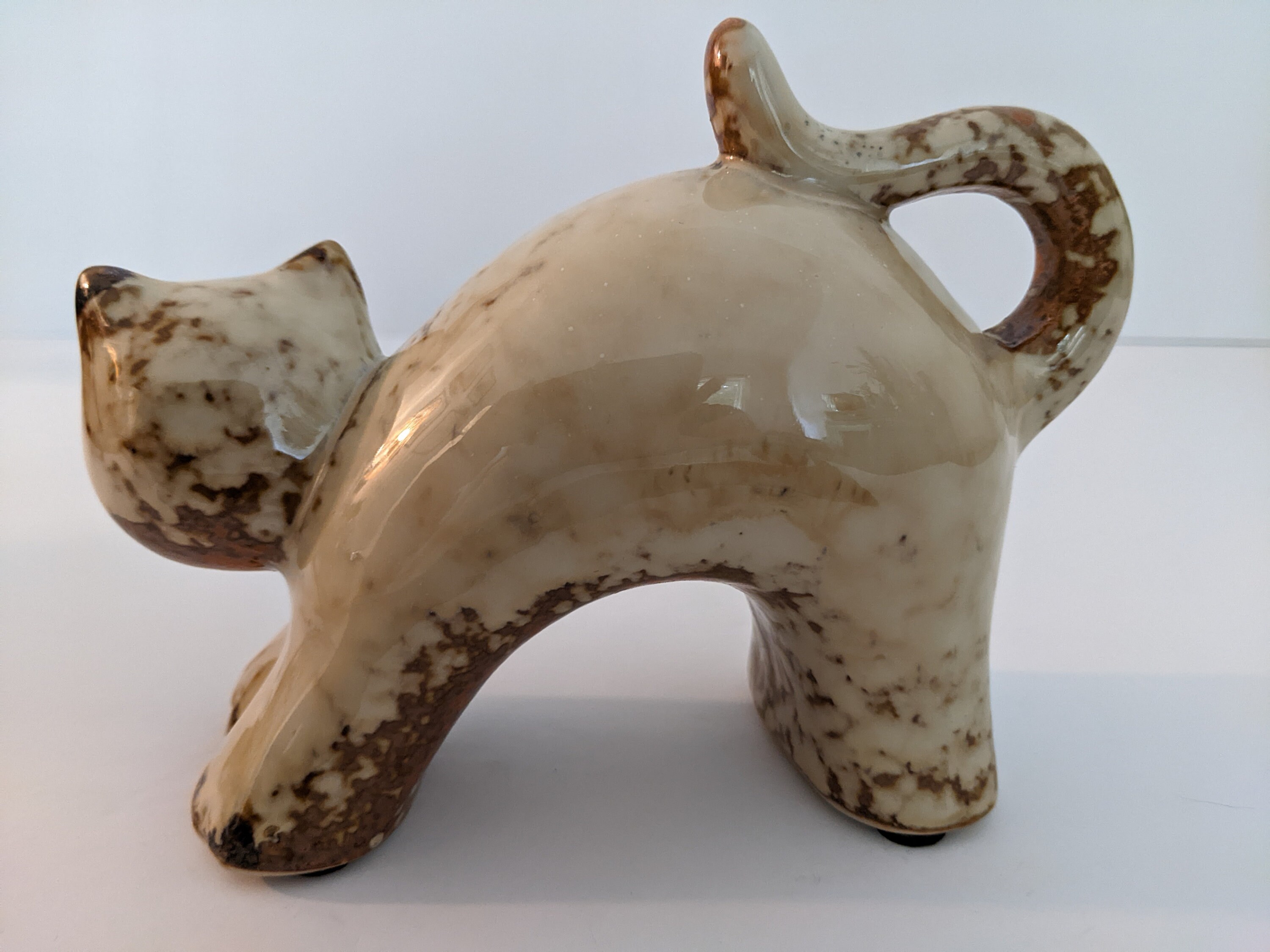 Vintage 1980s Studio Pottery Cat Figurine Glazed Pottery Whimsical Cat ...